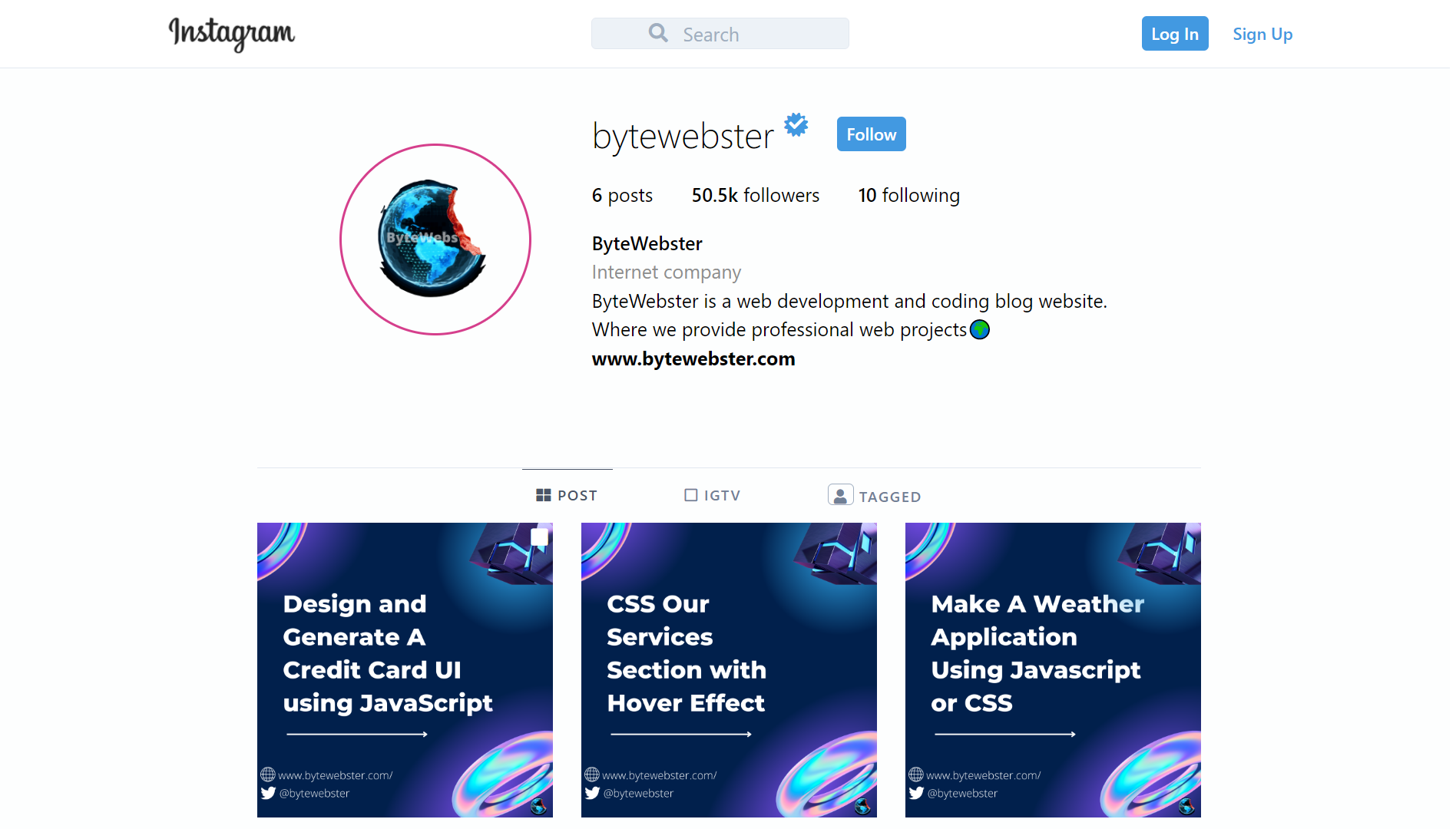 Tailwind CSS Responsive Instagram Profile Page ByteWebster