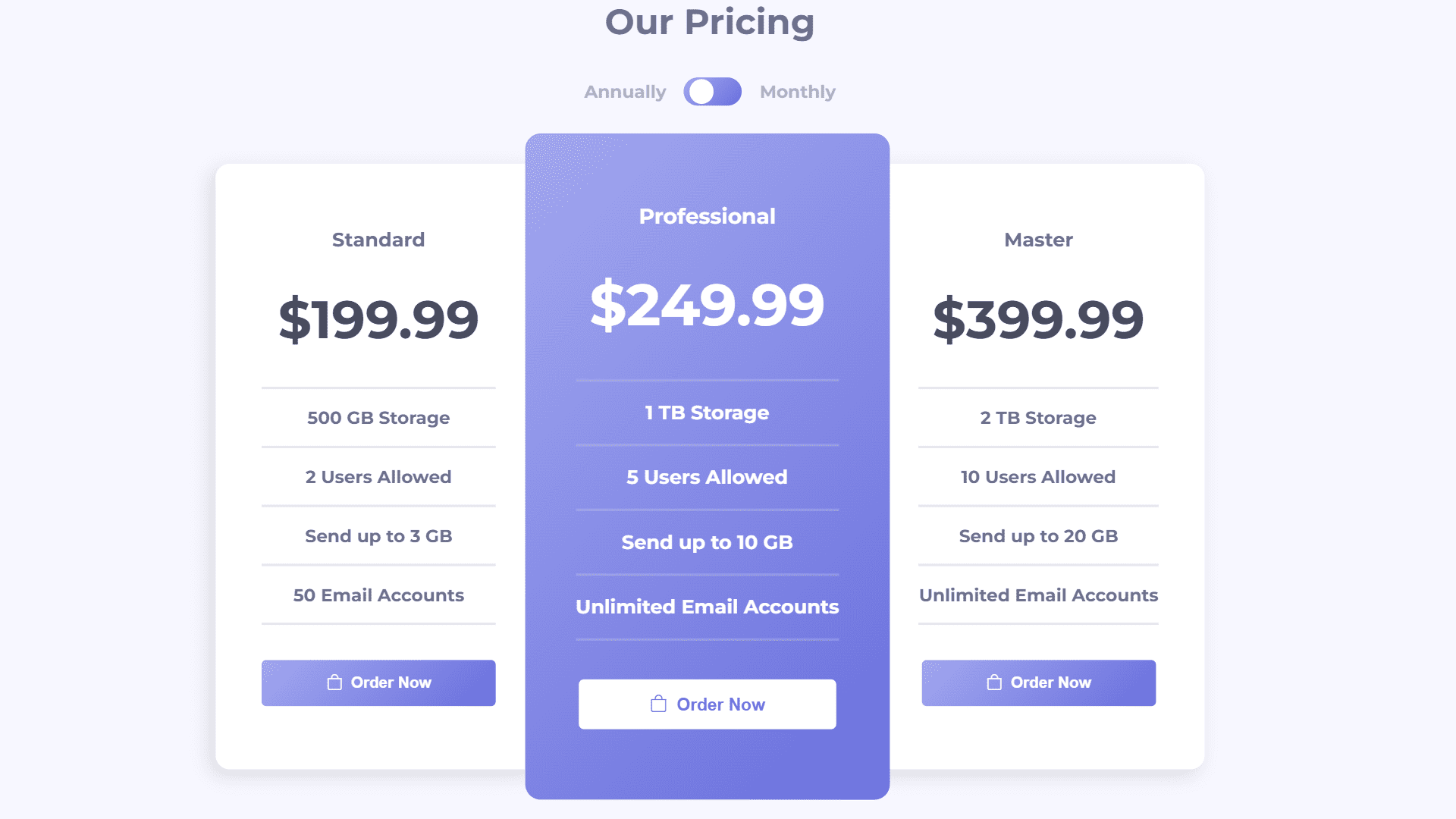 Pricing Table UI Using HTML CSS And JavaScript Bytewebster